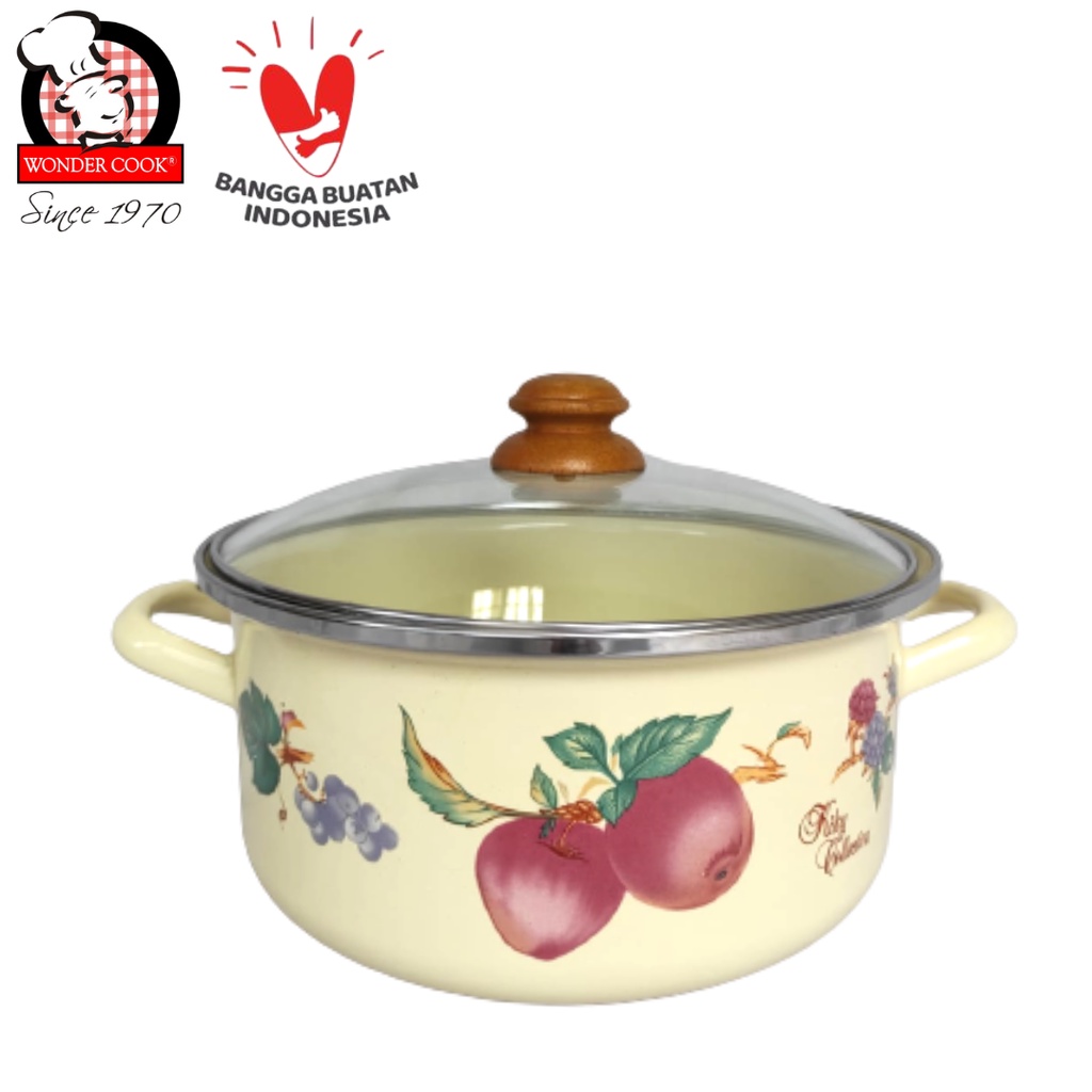 Jual WONDERCOOK Panci Dutch Oven Enamel 24cm Decal dengan Tutup Kaca ...