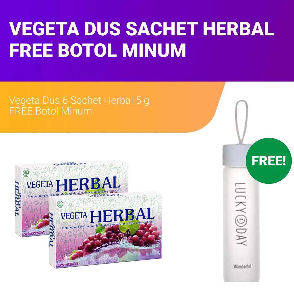 Jual Vegeta Dus 6 Sachet Herbal 5g - Free Botol Minum | Shopee Indonesia
