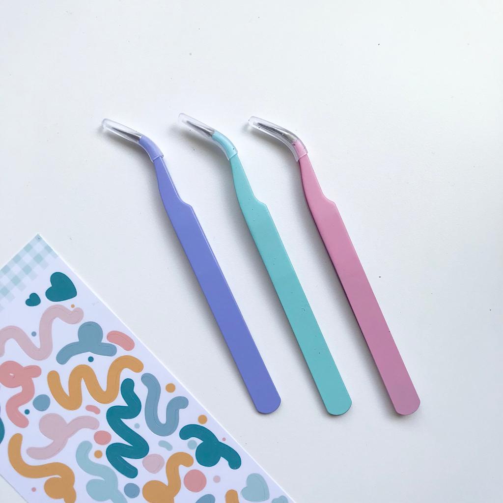 Jual Tweezer sticker pinset bengkok/ penjepit stiker warna macaron ...