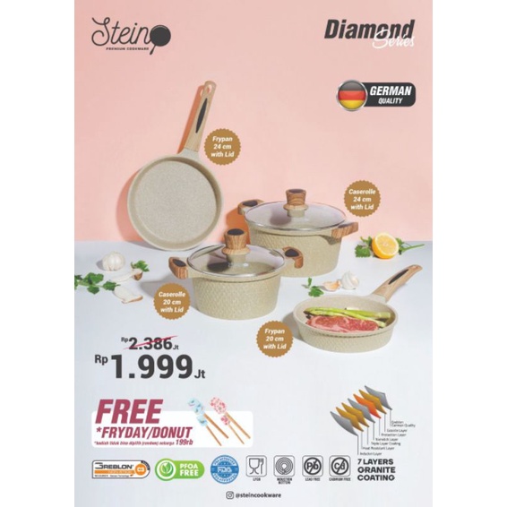 Jual Steincookware Paket Diamond Set ( 4 in Set ) - 24cm + 20cm + 24cm ...