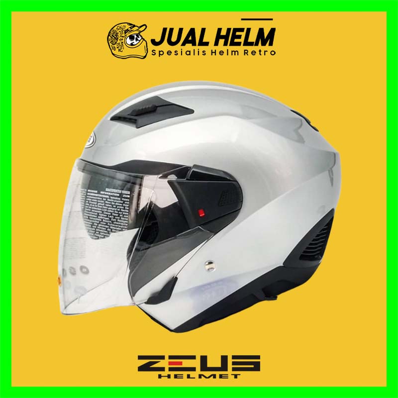 Jual Helm Zeus ZS611 Solid Silver Glossy | Zeus ZS 611 Double Visor ...