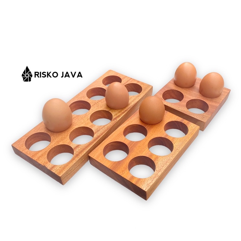 Jual YUDAYANA - Tempat Telur Kayu Mahoni / Tatakan Telur / Rak Telur | RISKO JAVA | Shopee Indonesia