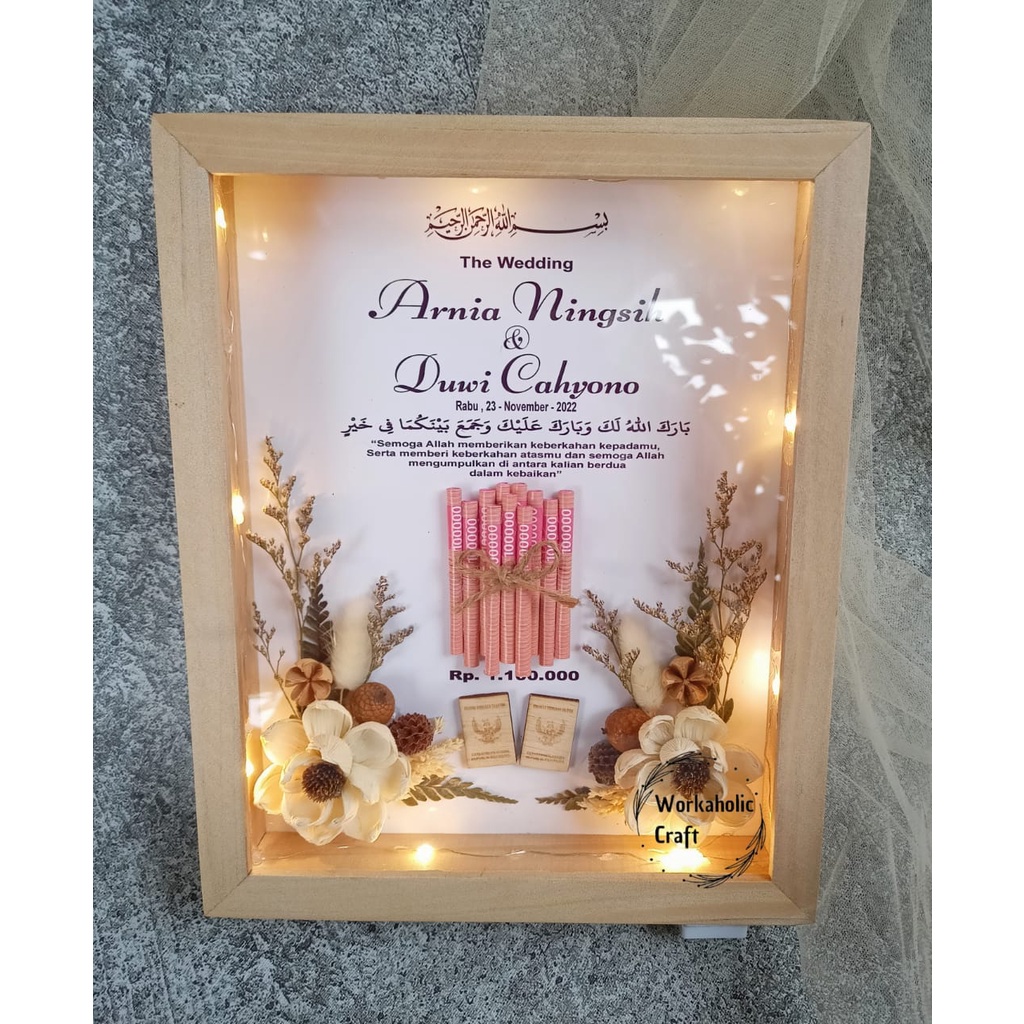 Jual Mahar Pernikahan Rustic Bingkai Jati Belanda Mahar Uang 20x25 ...