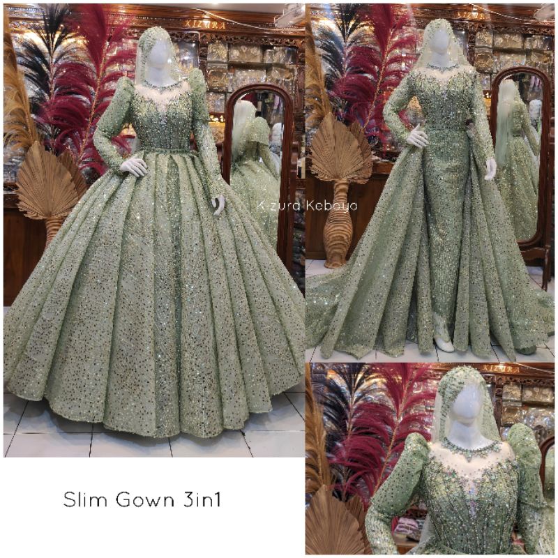 Jual Gaun Pengantin Slim Dress Pengantin Crinoline 3 in1 Gaun Dress ...