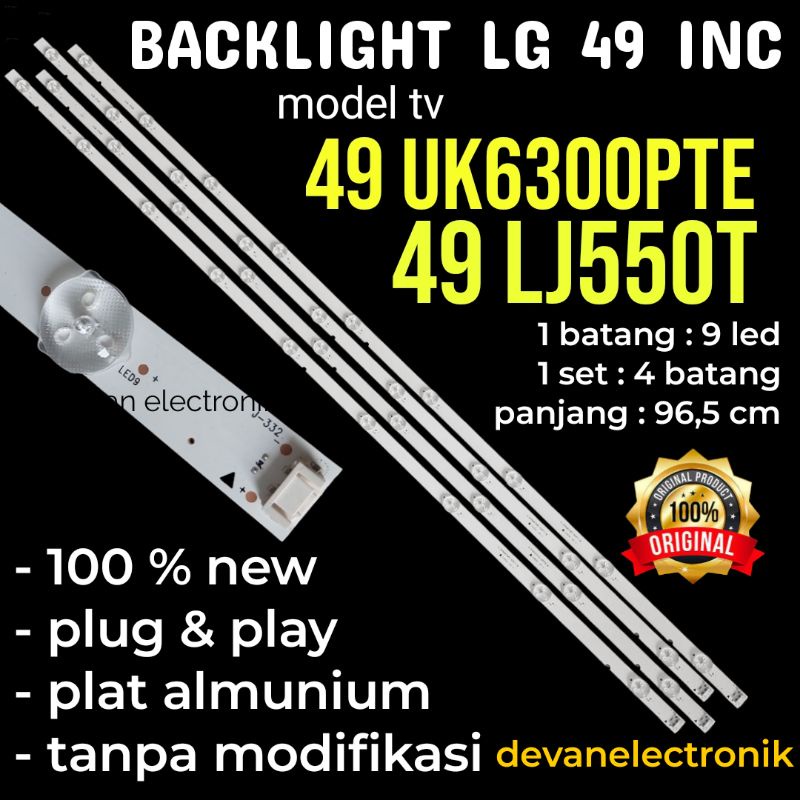 Jual BACKLIGHT TV LG 49UK6300 49LJ550 T 49UK6300PTE 49LJ550T 49UK 6300 49LJ 550 9K 3V NEW BL TV ...