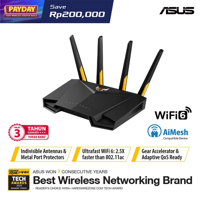 Jual Asus TUF-AX3000 Dual Band WiFi 6 Router RT-AX3000 TUF Gaming ...