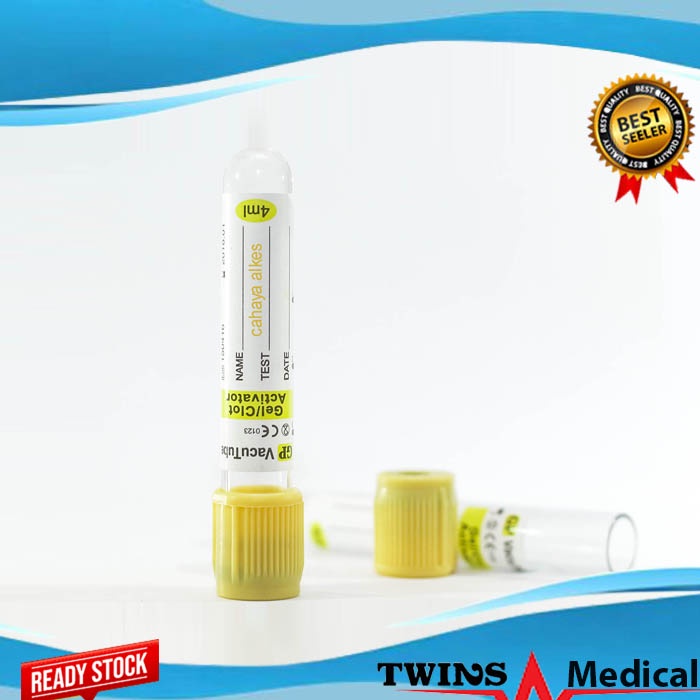 Jual Tabung Vacutainer Gel Clot Activator 4ml Tutup Kuning Merk GP ...
