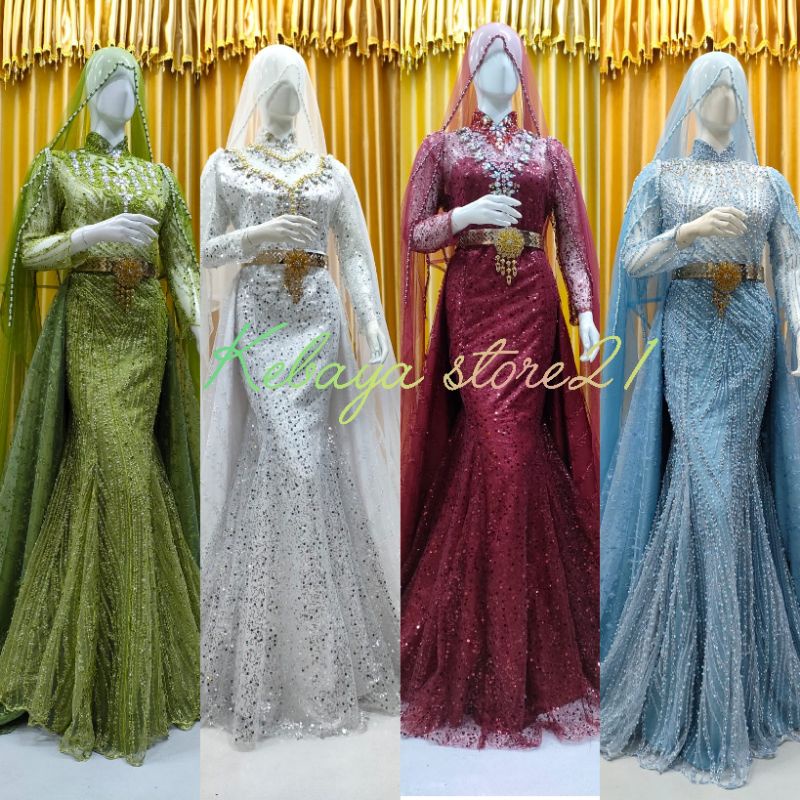 Jual NEW SPAN GAUN BEREKOR//GAUN DUYUNG MEWAH MASA KINI//GAUN MODERN ...