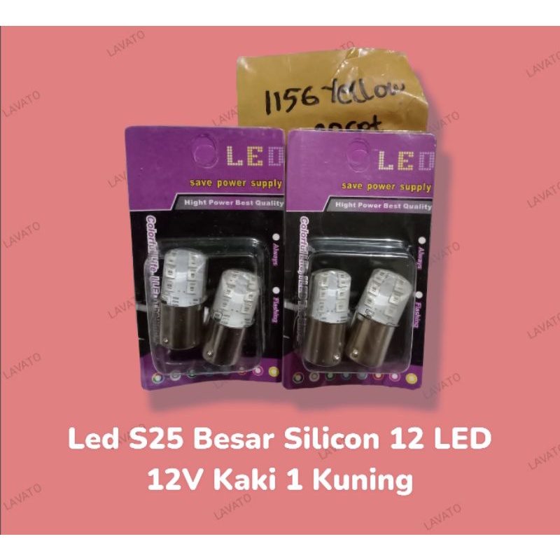 Jual LED S25 Besar Silicon 12 LED 12V Kaki 1 Kuning | Shopee Indonesia