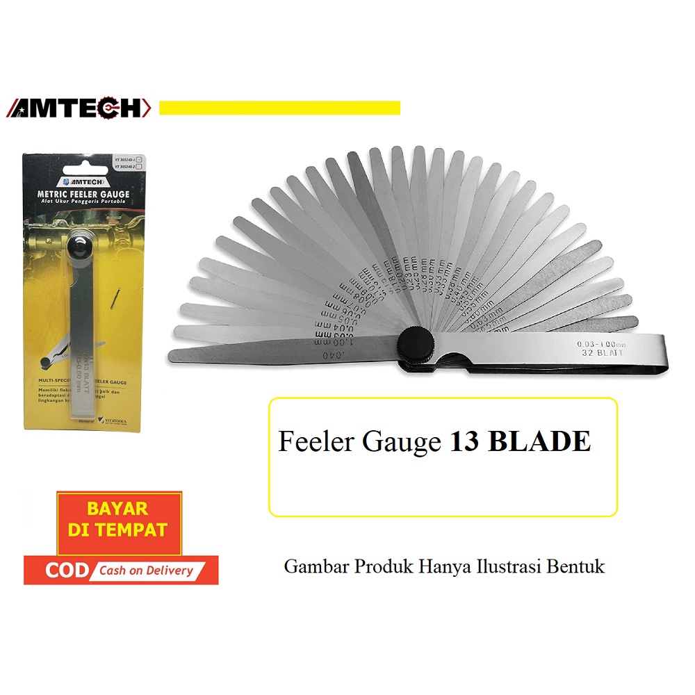 Jual AMTECH Alat Ukur Celah Gap Klep Feeler Penggaris Portable ISI 13 ...