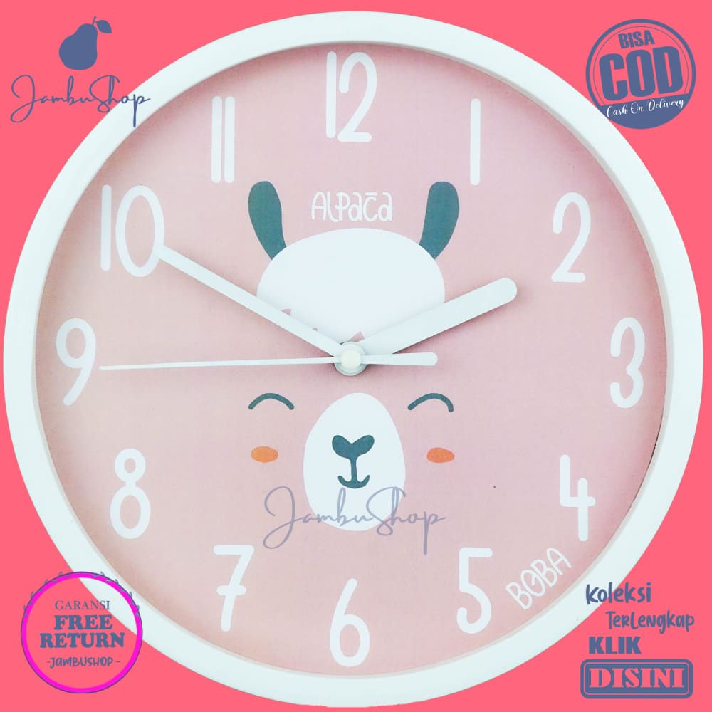 Jual Jam Dinding Analog Anak Alpaca Boba BB1515 Hiasan Rumah BestSeller ...