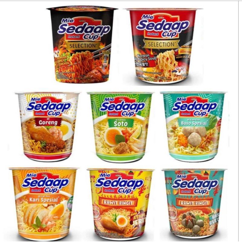 Jual Mie Sedaap Sedap Cup Soto / Selection / Goreng / Kari | Shopee ...