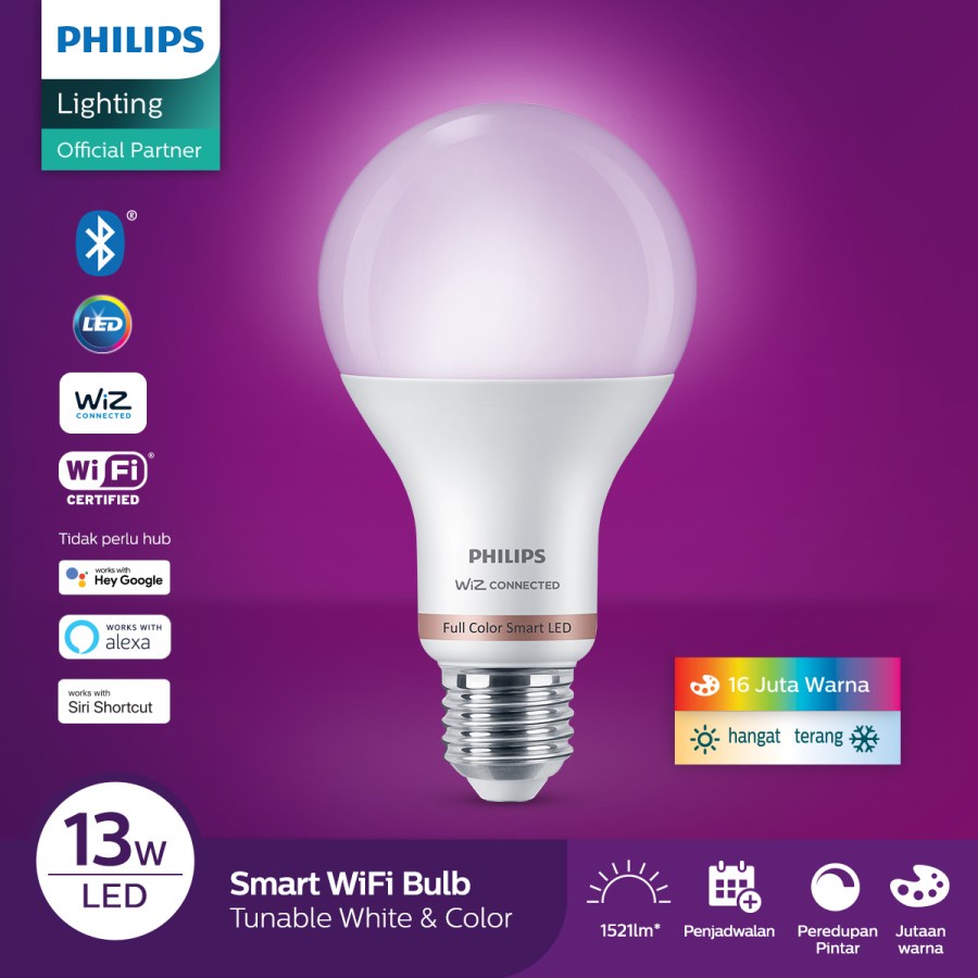 Jual Philips Lampu Smart RGB Warna Wifi Full Color 13 Watt LED Pintar Original Pilips Lightning ...