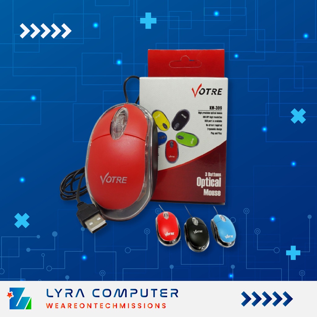 Jual KM309 MOUSE USB VOTRE KM-309 ORIGINAL RESMI COLOUR BLACK | Shopee ...