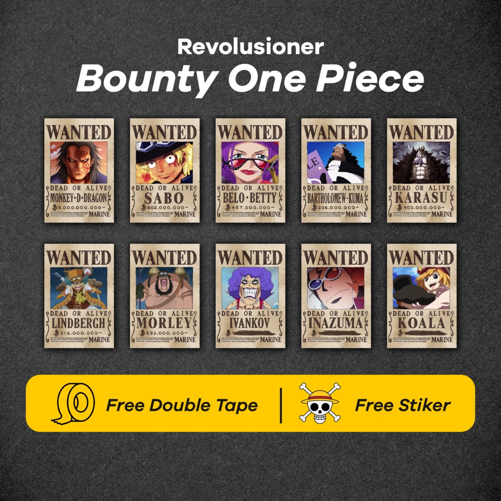 Jual Poster Bounty One Piece Wanted Revolusioner Crew 1 SET ISI 10 ...