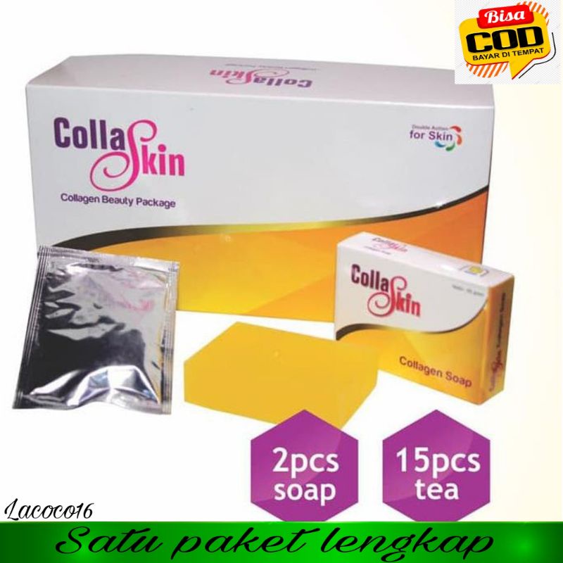 Jual PAKET LENGAKAP COLLASKIN COLLAGEN BEAUTY PACKAGE SABUN DAN TEH ...