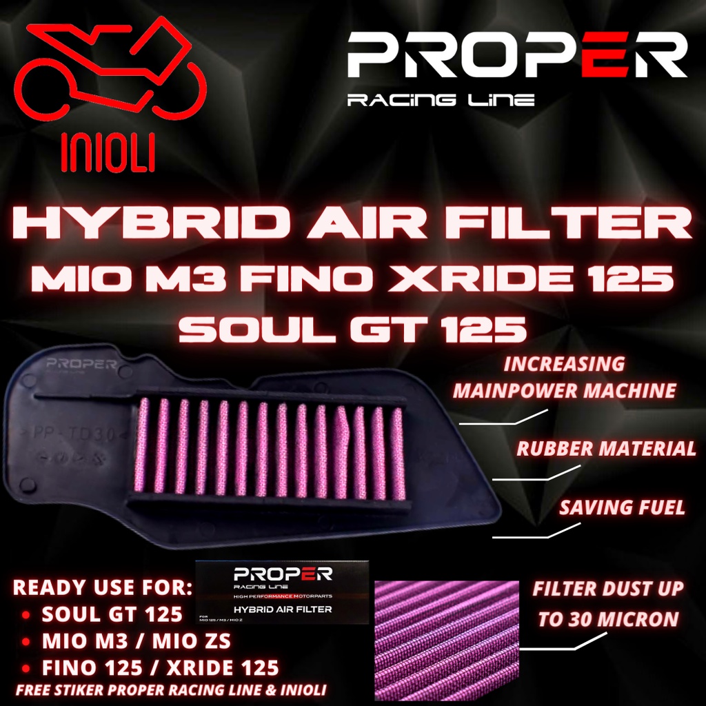 Jual AIR FILTER SARINGAN UDARA PROPER RACING LINE MIO M3 SOUL GT 125 ...