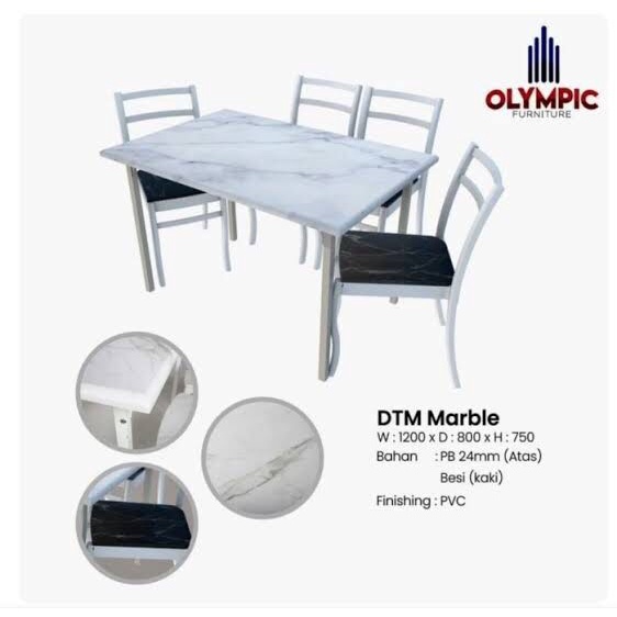Jual KHUSUS MALANG RAYA Set Meja Makan 4 Kursi Olympic DT Marble ...