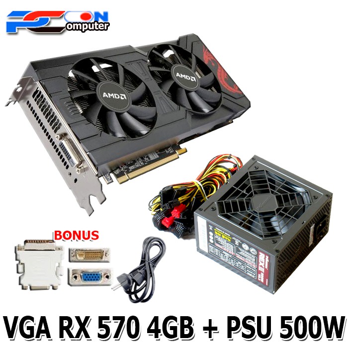 Jual VGA DAN PSU 600W 500W / POWER SUPPLY 600 watt 500 watt GAMING SATU ...