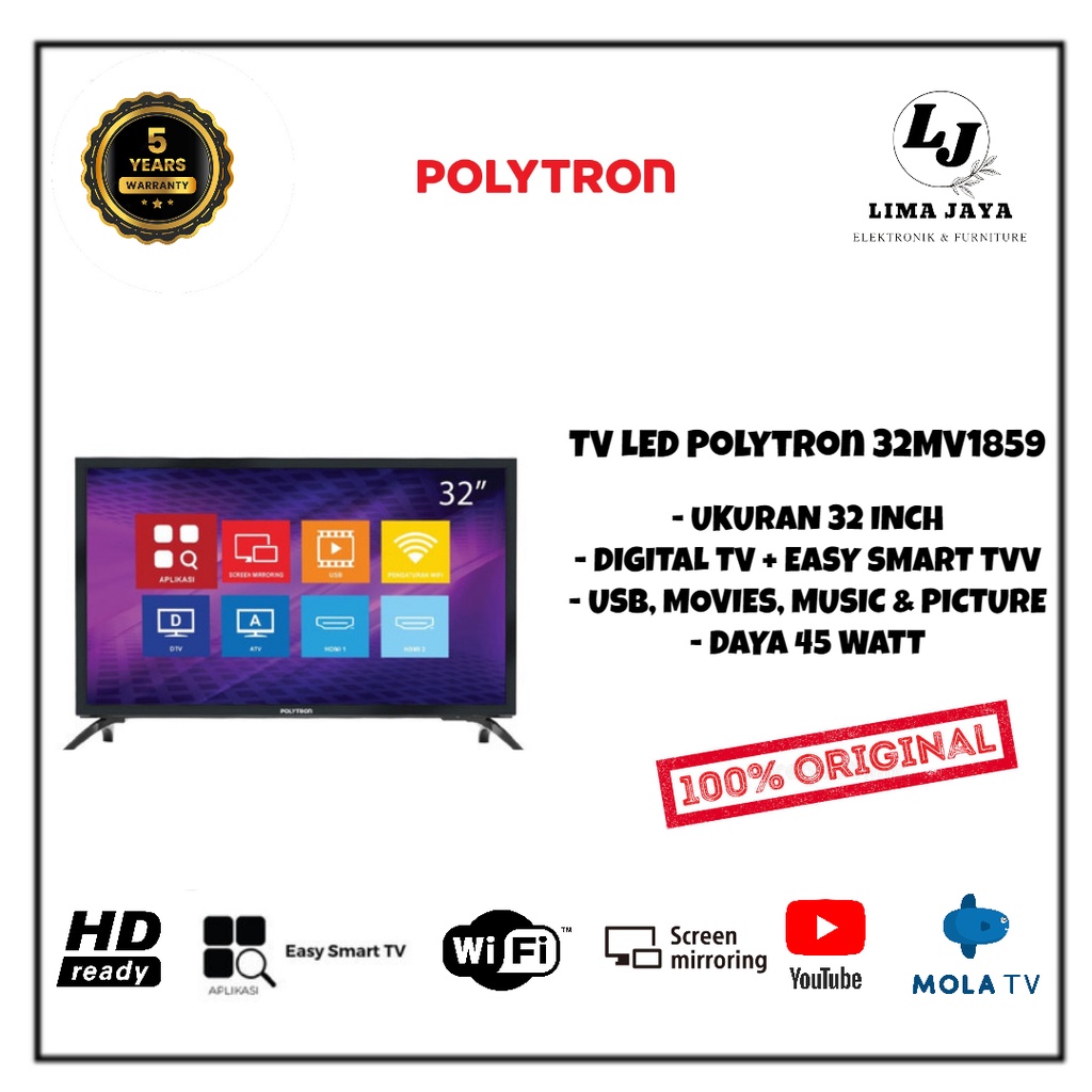 Jual POLYTRON LED TV 32MV1859 DIGITAL+ EASY SMART TV LED 32 Inch ...