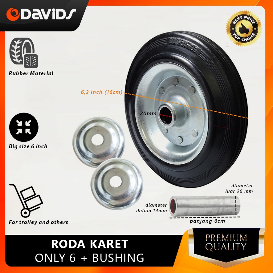 Jual Roda Troli Karet Caster Gerobak Ban Troly Only 6 Inch Plus Bushing ...