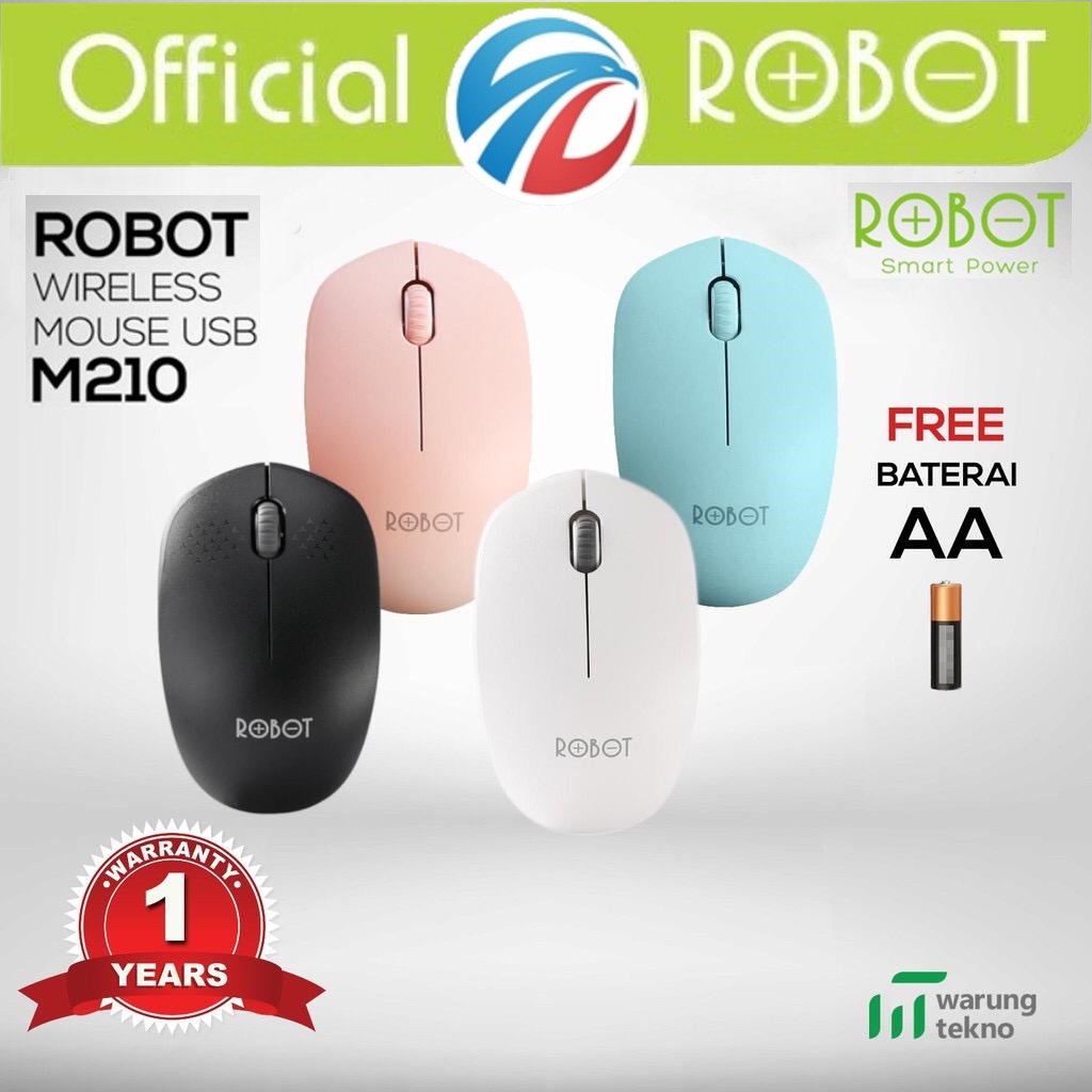 Jual Mouse Wireless ROBOT M210 2.4GHz Optical 1600DPI dengan Receiver ...
