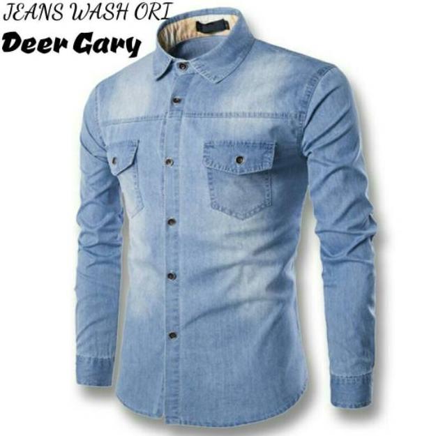 Jual TOTOTAshop.KEMEJA DEER GARY JEANS WASH ORI PREMIUM FIT TO M-L-XL ...