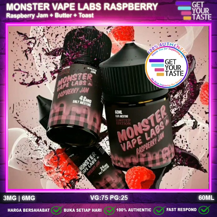 Jual Liquid Monster Vape Labs Raspberry Jam USA 60ML by Jam Monster x ...