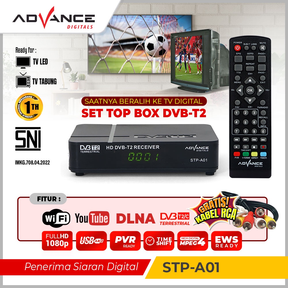 Jual Advance STB Set Top Box STP-A01 DVD-T2 Receiver Digital STB Wifi Youtube Full HD Garansi 1 ...