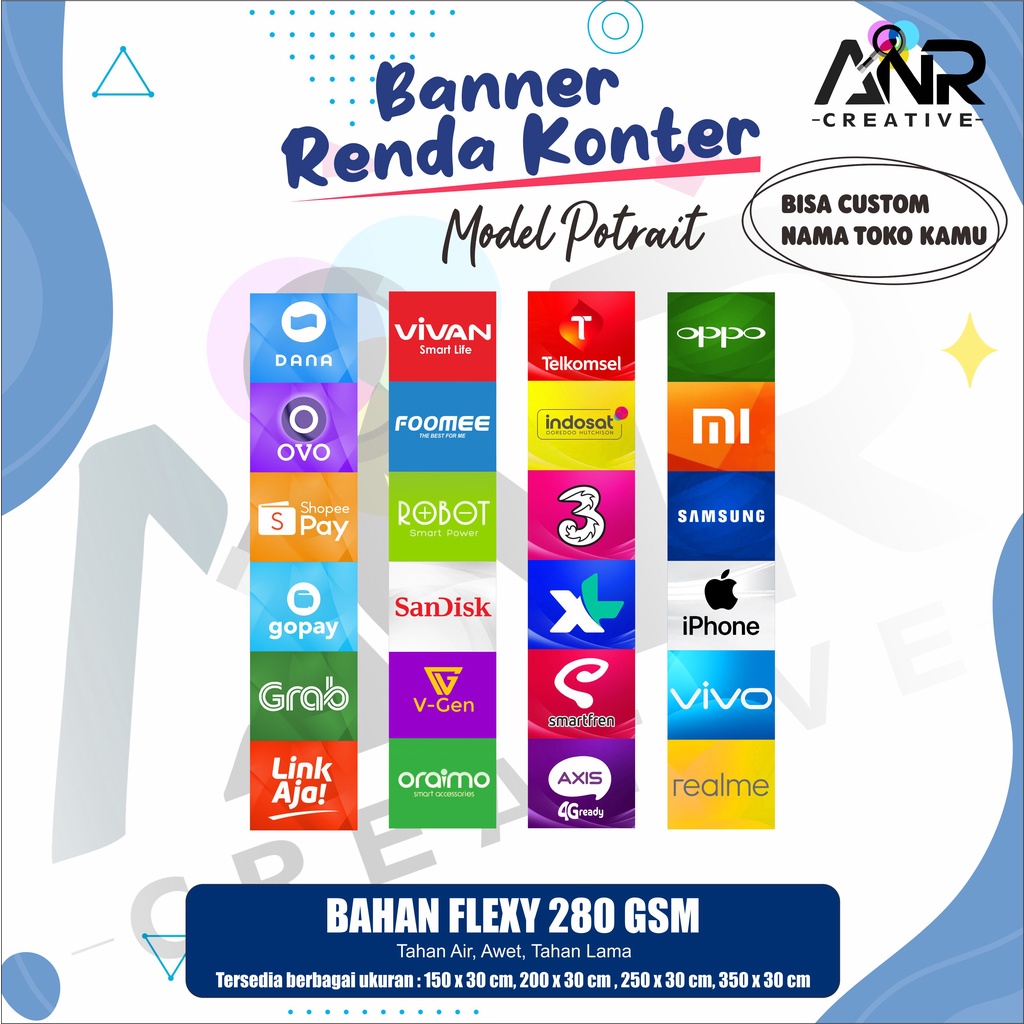 Jual Spanduk Konter Potrait / Banner Konter Potrait/ Spanduk Konter Murah | Shopee Indonesia