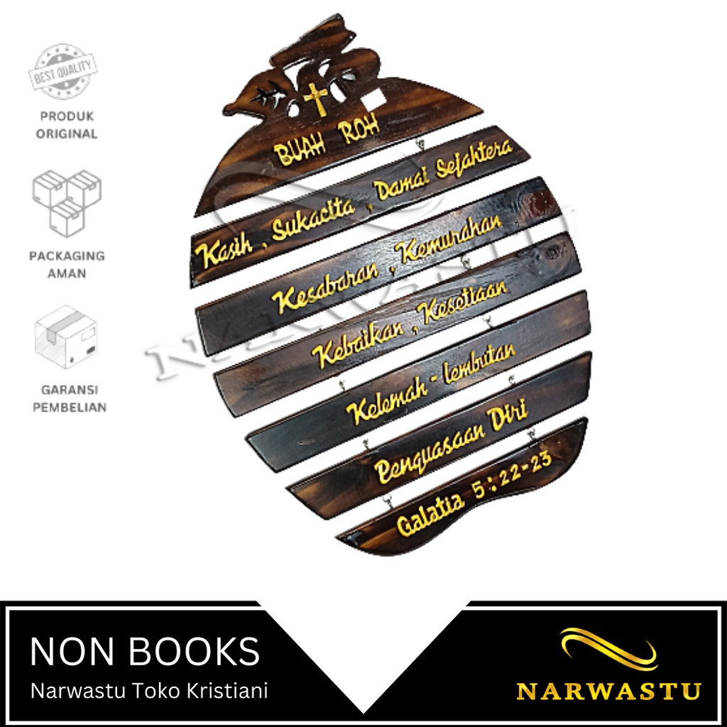 Jual NARWASTU - Hiasan Dinding Gantung Kayu Tulisan Timbul 9 Buah Roh ...