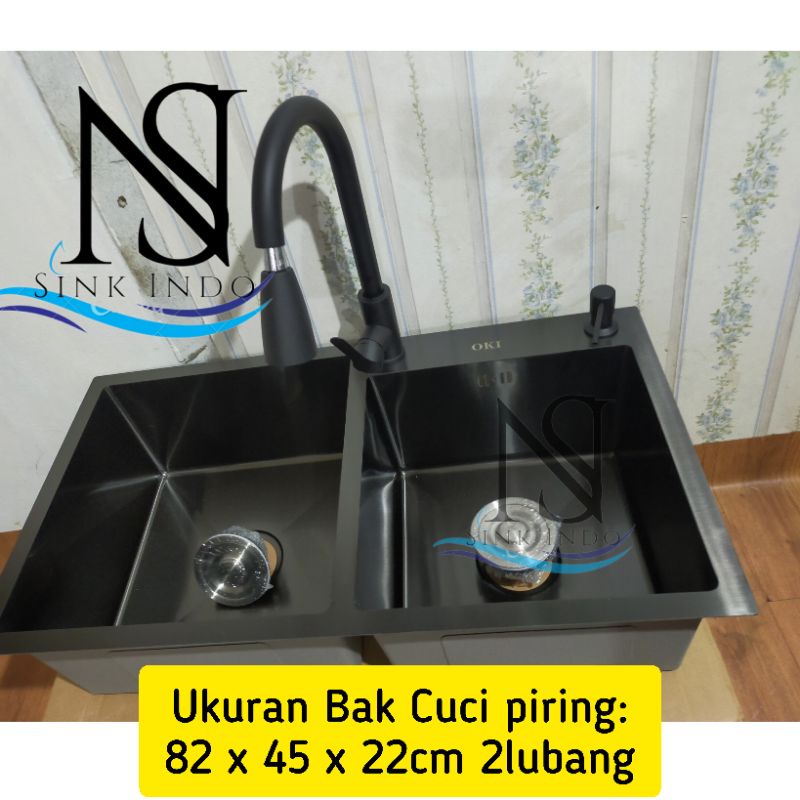 Jual Kitchen sink hitam 82 x 45 Bak cuci piring hitam Oki omon jkm ...
