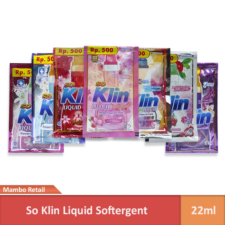 Jual So Klin Sabun Cuci Detergent Liquid Renceng isi 12sachet x 22ml ...