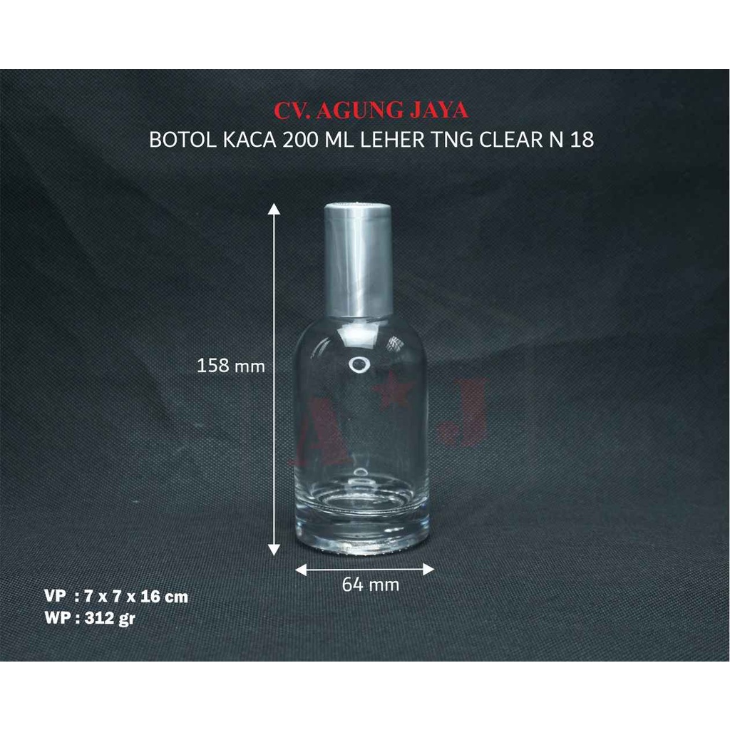 Jual Botol Kaca 200 ml Leher Tinggi / Botol Minum / Botol Cuka / Madu ...