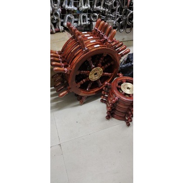 Jual Setir Kayu 65 dengan ring kuningan/ Pajangan setir kapal/ pajangan ...