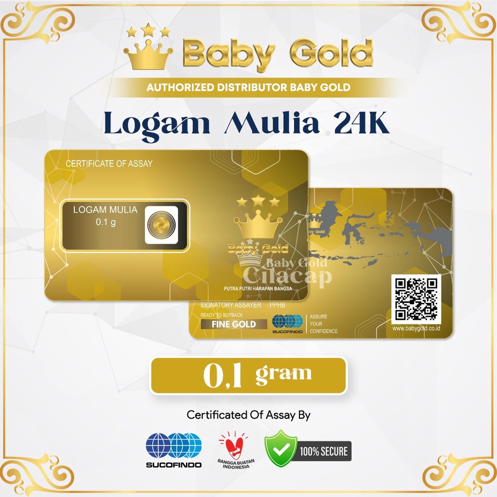 Jual Baby Gold 0,1 Gram Logam Mulia Emas Mini Batangan Asli 24 Karat ...