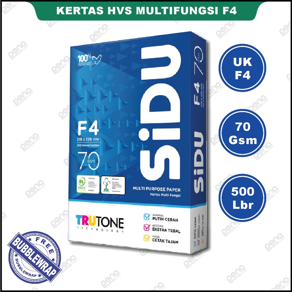 Jual Kertas Hvs F4 Sidu 70 Gsm / F4 Sidu 70 gsm / Rim (isi 500 lbr) / Kertas Hvs / Kertas ...