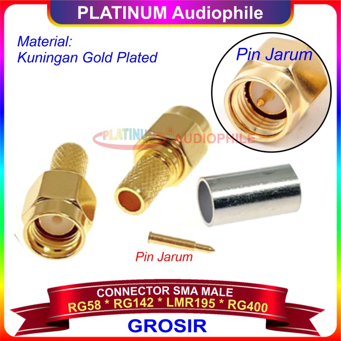 Jual Konektor RG58 SMA Male D-1 Connector Crimp RG142 LMR195 RF Adapter Modem Wifi Router ...