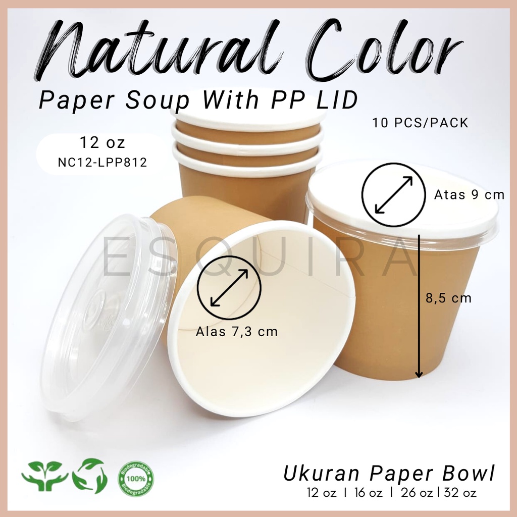 Jual Natural Color Paper Cup Soup / Kraft Cup + PP Lid 10 pcs | Shopee ...