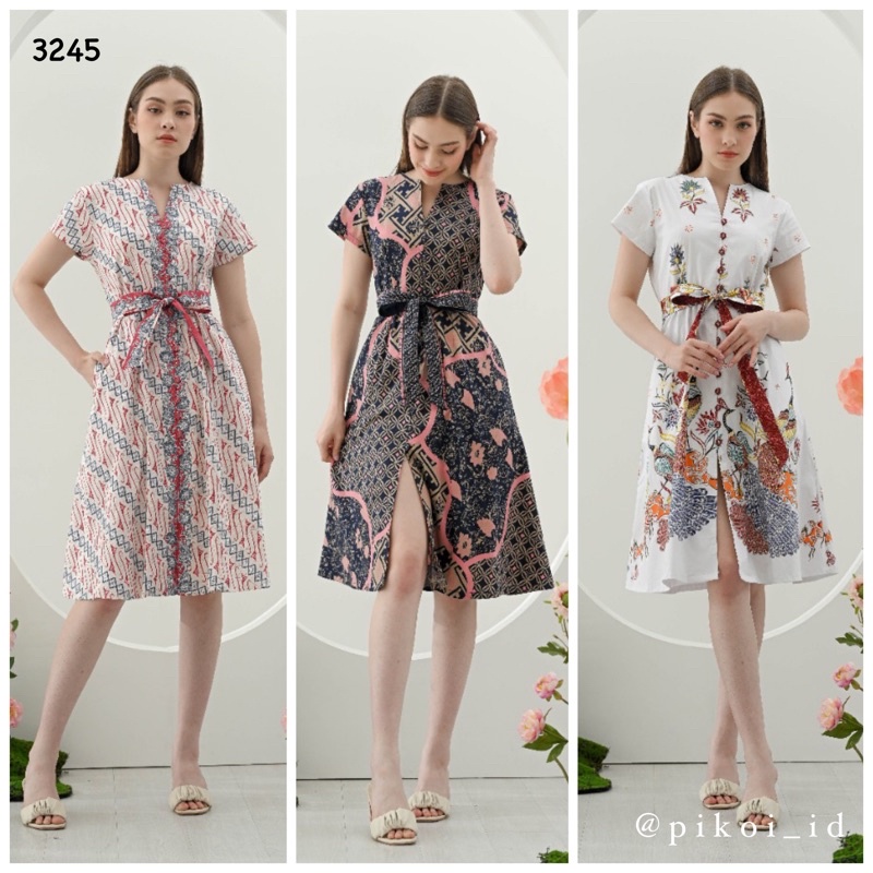 Jual Dress batik wanita modern lengan pendek busui friendly / dress ...