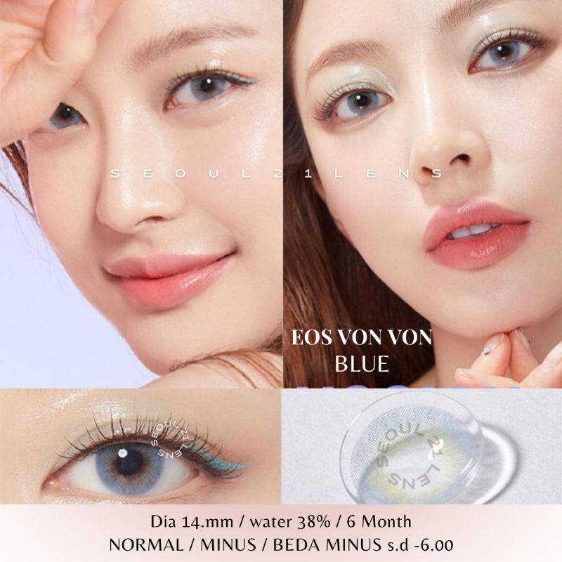 Jual SOFTLENS EOS VONVON BLUE BIRU NORMAL MINUS made in KOREA | Shopee ...