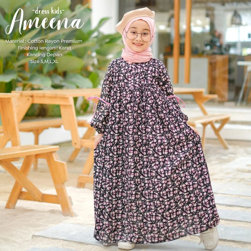 Jual Gamis Anak Motif Bunga Homey Dress Anak Ameena Gamis Anak Muslimah ...
