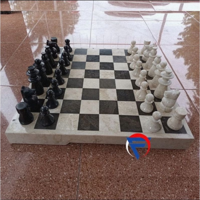 Jual Set Catur papan catur dan bidak bahan full batu marmer 60x60 ...