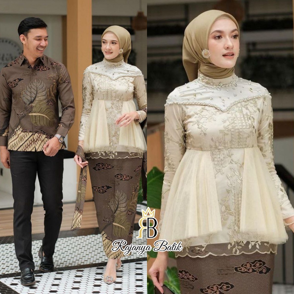 Jual New Arrival Set Couple Kebaya Ameera Warna Latte Lamaran Tunangan ...