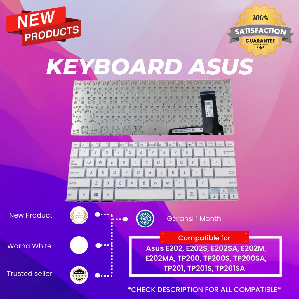 Jual Keyboard Laptop Asus E202, E202S, E202SA, E202M, E202MA, TP200, TP200S, TP200SA, TP201 ...