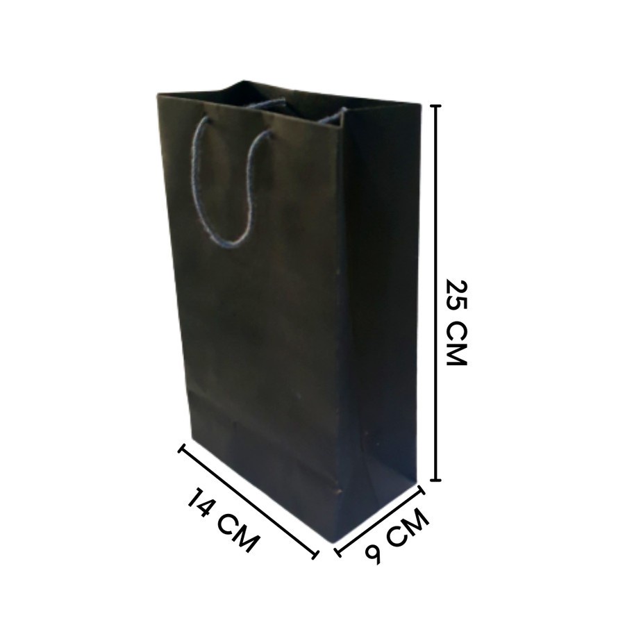 Jual Paper bag HITAM ukuran wafer goodie bag 14 x 25 CM souvenir tas ...