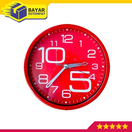 Jual Jam Dinding Tempel Tembok Dingding Angka Besar MERAH Warna Polos ...