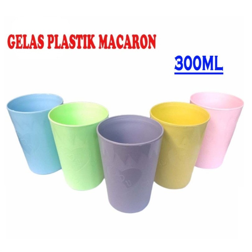 Jual Gelas Minum Plastik Macaron 300ML / Mug Cangkir Cup Minuman Warna Lucu | Shopee Indonesia