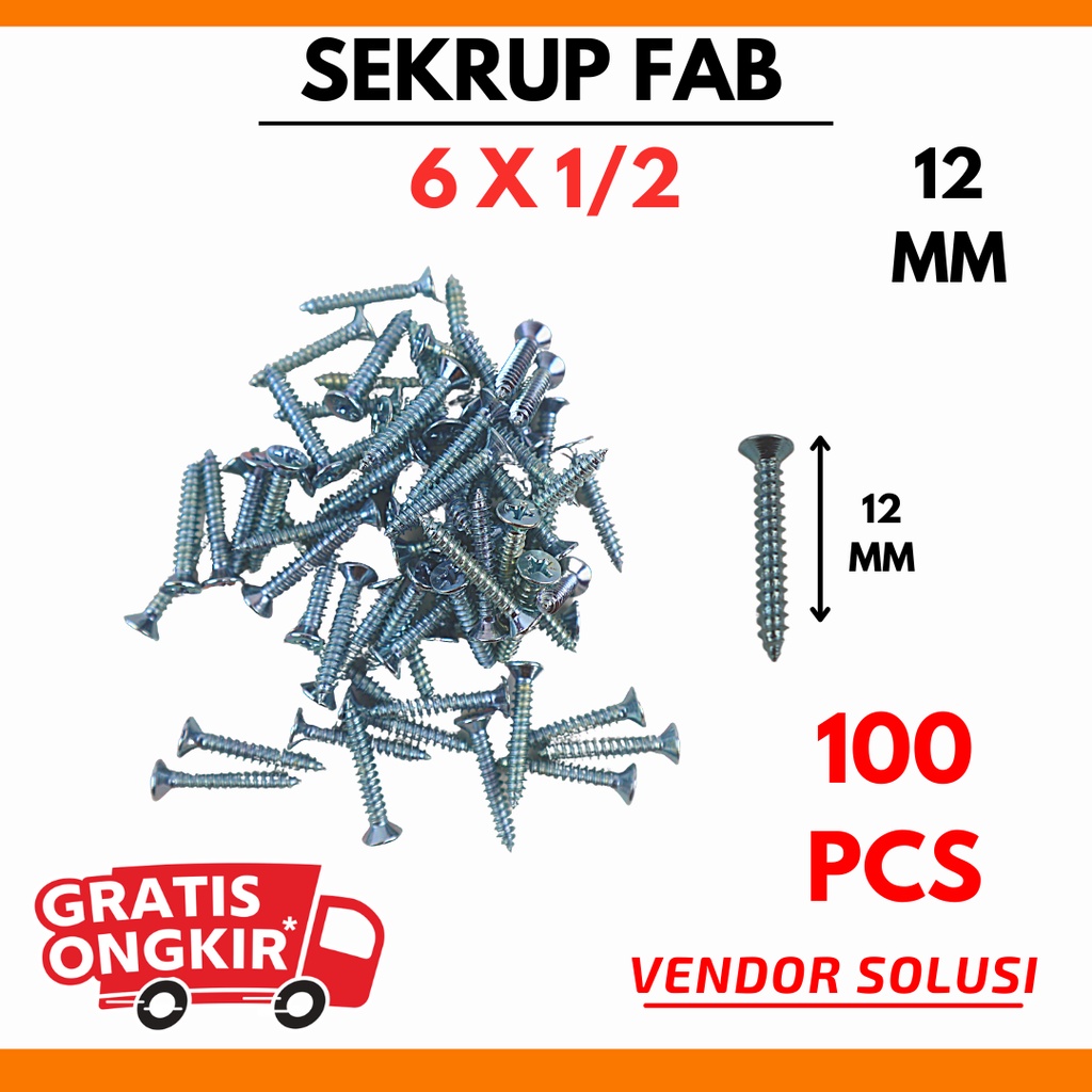 Jual Sekrup FAB 6 x 1/2 / 1.25 cm Sekrup Partisi Furnniture Meja ...