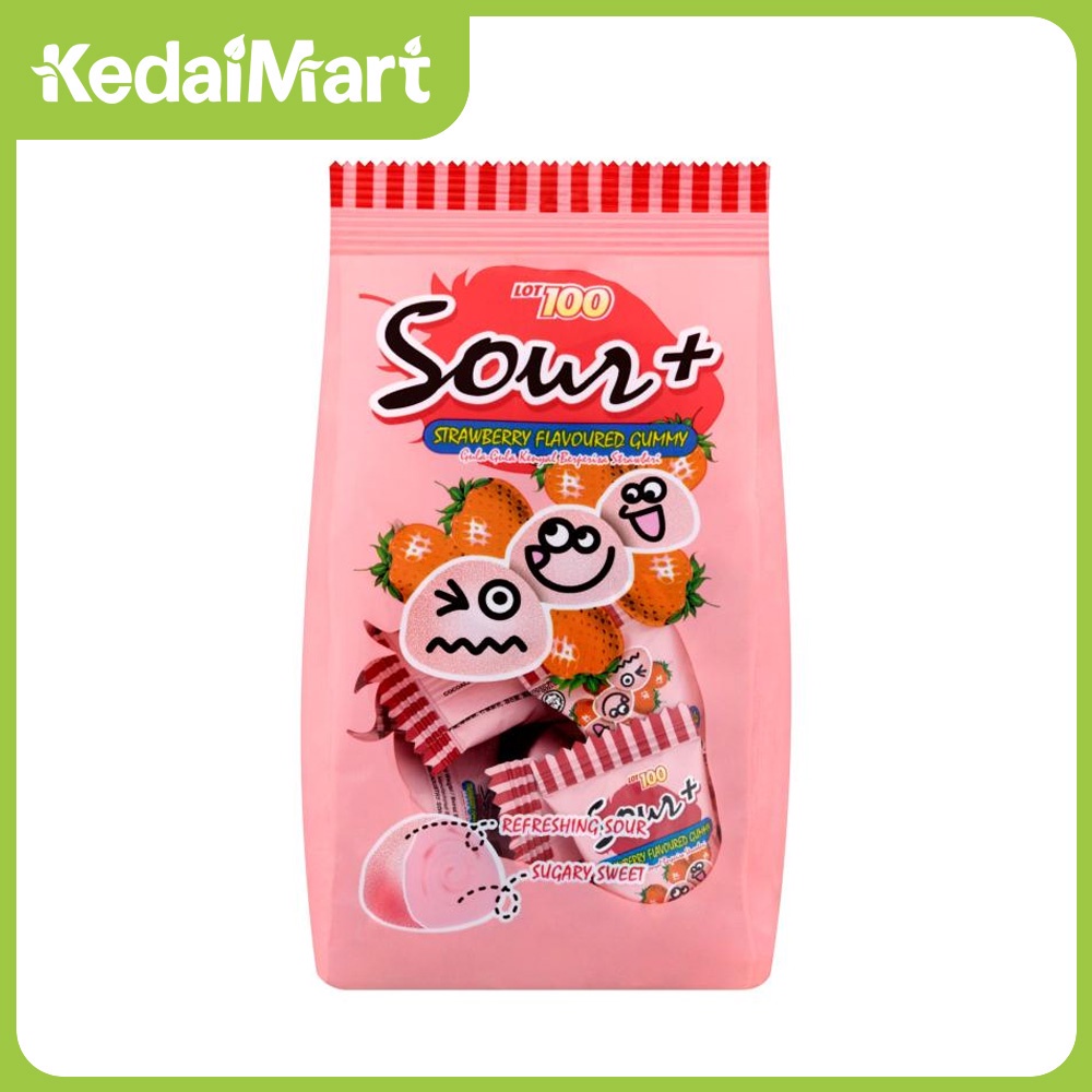 Jual SOUR+ Strawberry Flavored Gummy 100 Gram | Shopee Indonesia